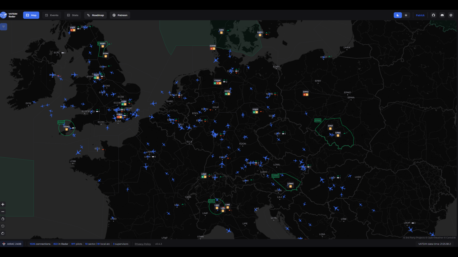 Ja wo sind denn alle? VATSIM Radar schafft Übersicht - Cruiselevel